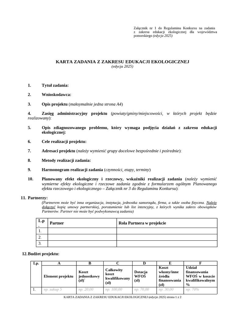 Zal. NR 1 Karta Zadania Ee 2025 | PDF