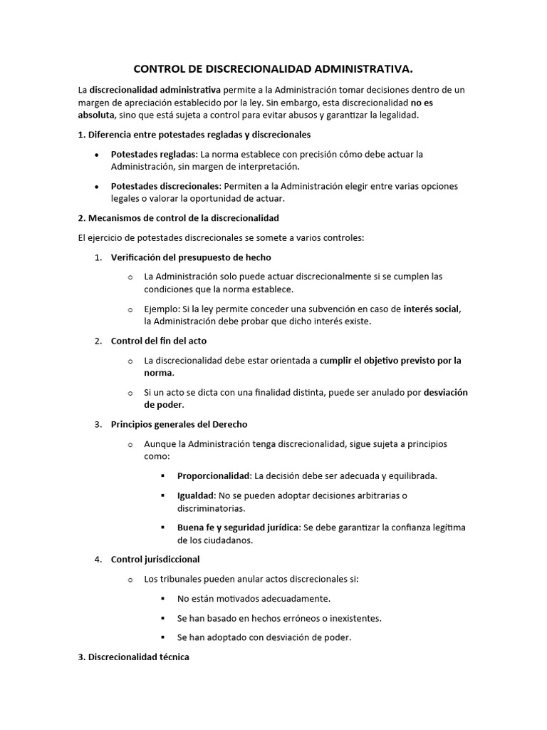 Control de la Discrecionalidad Administrativa | PDF | Ley Pública ...