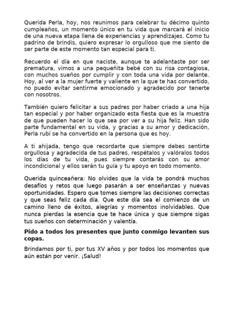 Discurso de Brindis XV Años | PDF