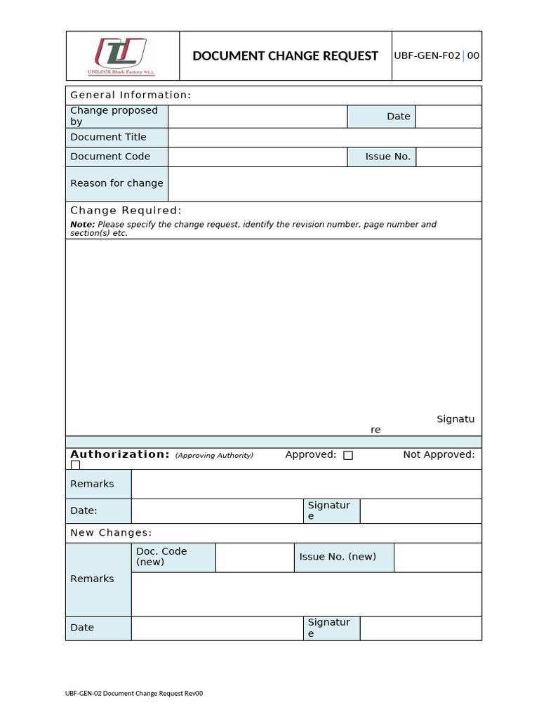 Document Change Request Form | PDF