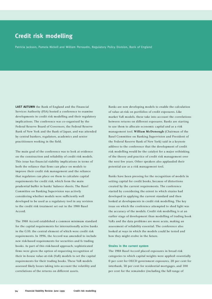 Credit Risk Modelling | PDF | Securitization | Value At Risk
