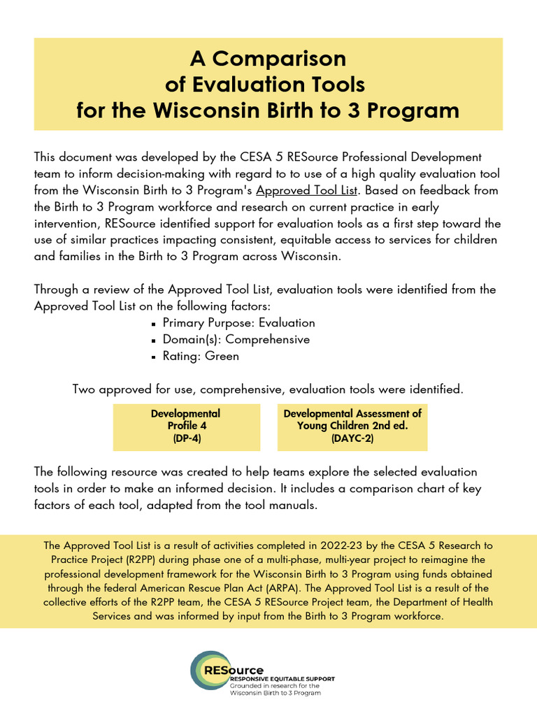 Comparison Chart DP 4 and DAYC 2 1 | PDF | Child Development ...