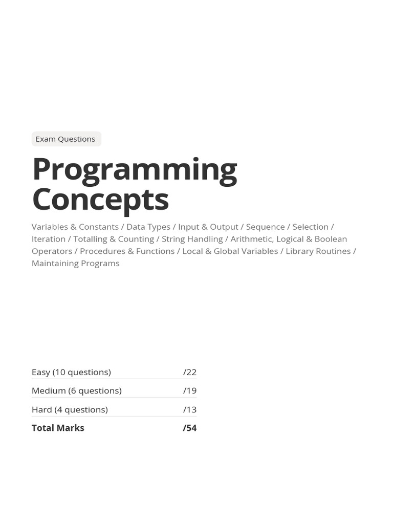 Programming Concept Questions | PDF | Parameter (Computer Programming) | Data Type