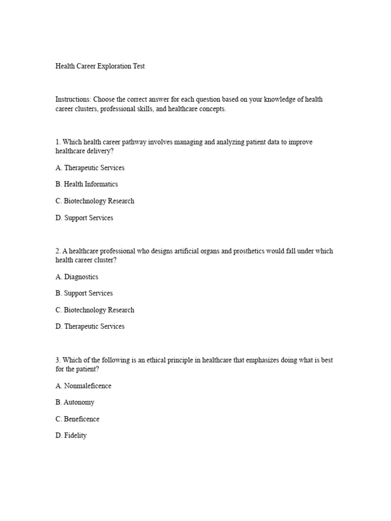 Health Career Exploration 2 | PDF | Health Care | Health Professional