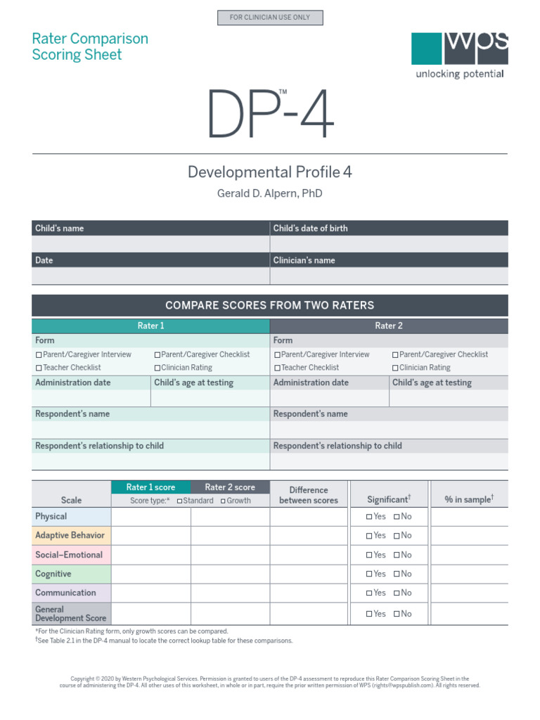 DP 4 Rater Compariosn Scoring Sheet Sample | PDF | Family | Human Life ...