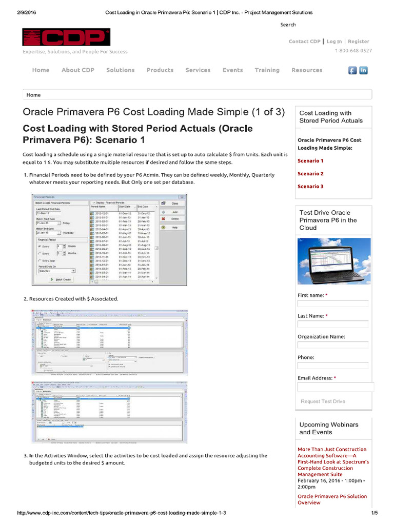 Cost Loading in Oracle Primavera P6 - Sc... DP Inc. - Project Management Solutions 1 | PDF