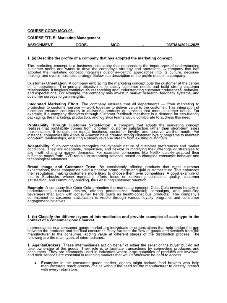 MCO-06 Marketing Management | PDF | Market Segmentation | Marketing