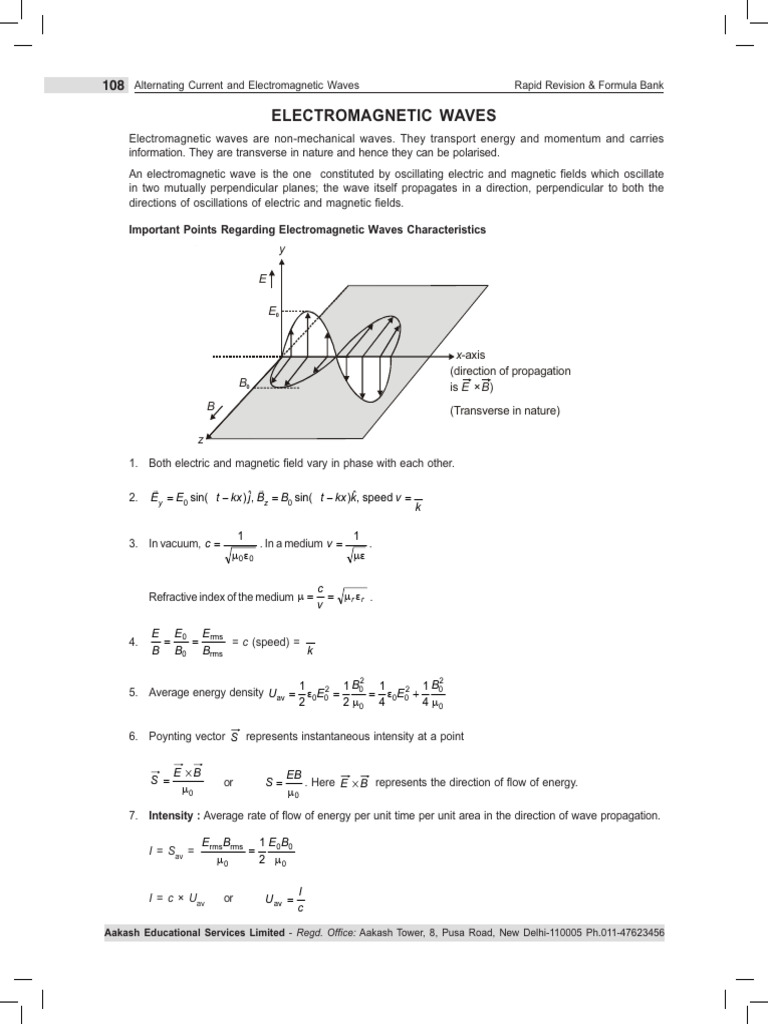 RAPID REVISION & FORMULA BOOK PHY BY AAKASH (2) - Organized | PDF | Waves | Electromagnetic ...