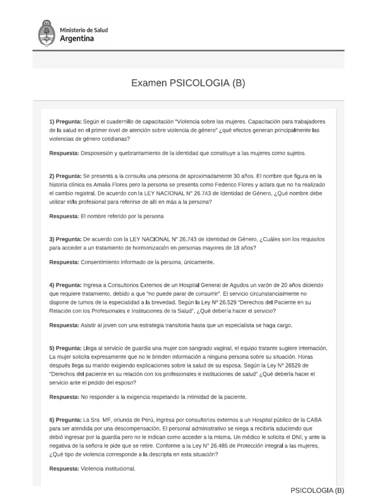 Examen Risam 2020 Psico | PDF