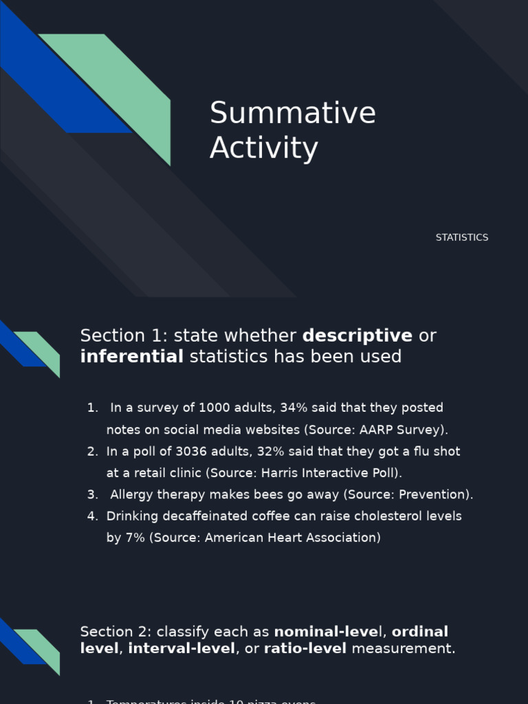 Summative Activity in Class | PDF | Sampling (Statistics)