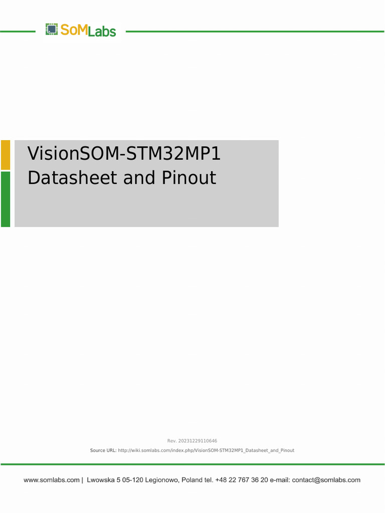 VisionSOM-STM32MP1 Datasheet & Pinout | PDF | Computer Engineering ...