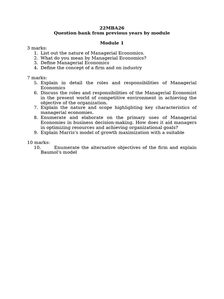 Previous Exams Question Bank | PDF | Monopoly | Perfect Competition