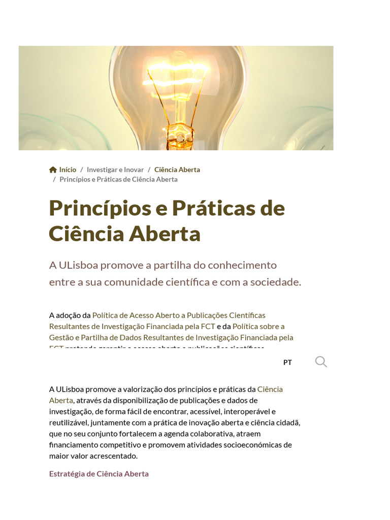 Princípios e Práticas de Ciência Aberta - ULisboa | PDF | Science ...