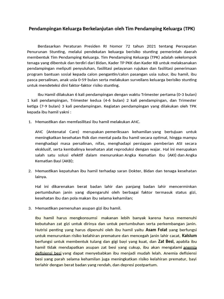 Pendampingan Keluarga Berkelanjutan Oleh Tim Pendamping Keluarga | PDF