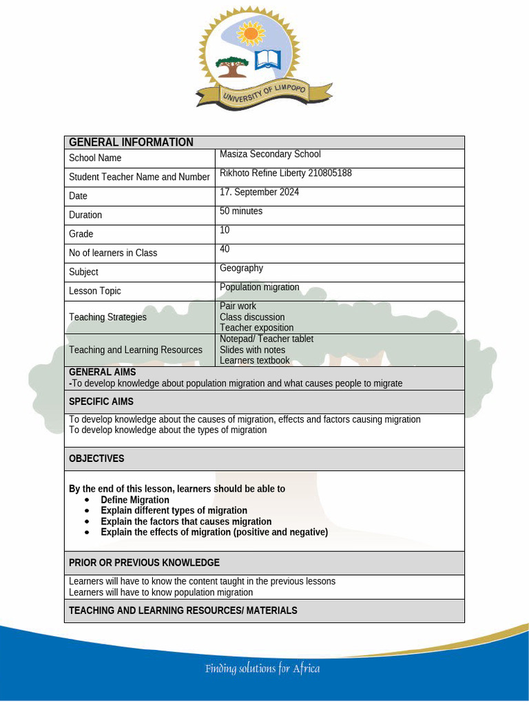 Geography Lesson Plan Grade 10 | PDF | Learning | Teachers