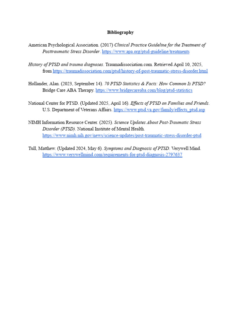 Infographic Bibliography - PTSD | PDF