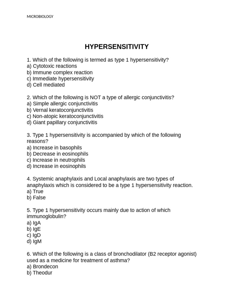 Hypersensitivity | PDF | Allergy | Diseases And Disorders