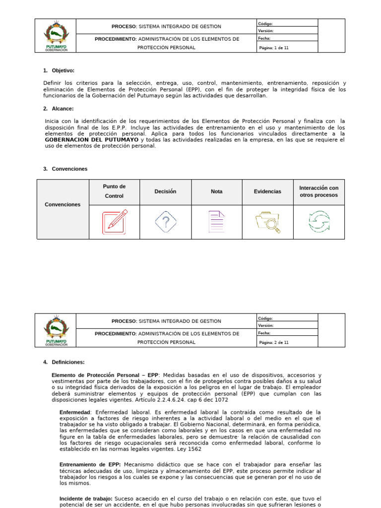 Procedimiento Entrega de Epp | PDF