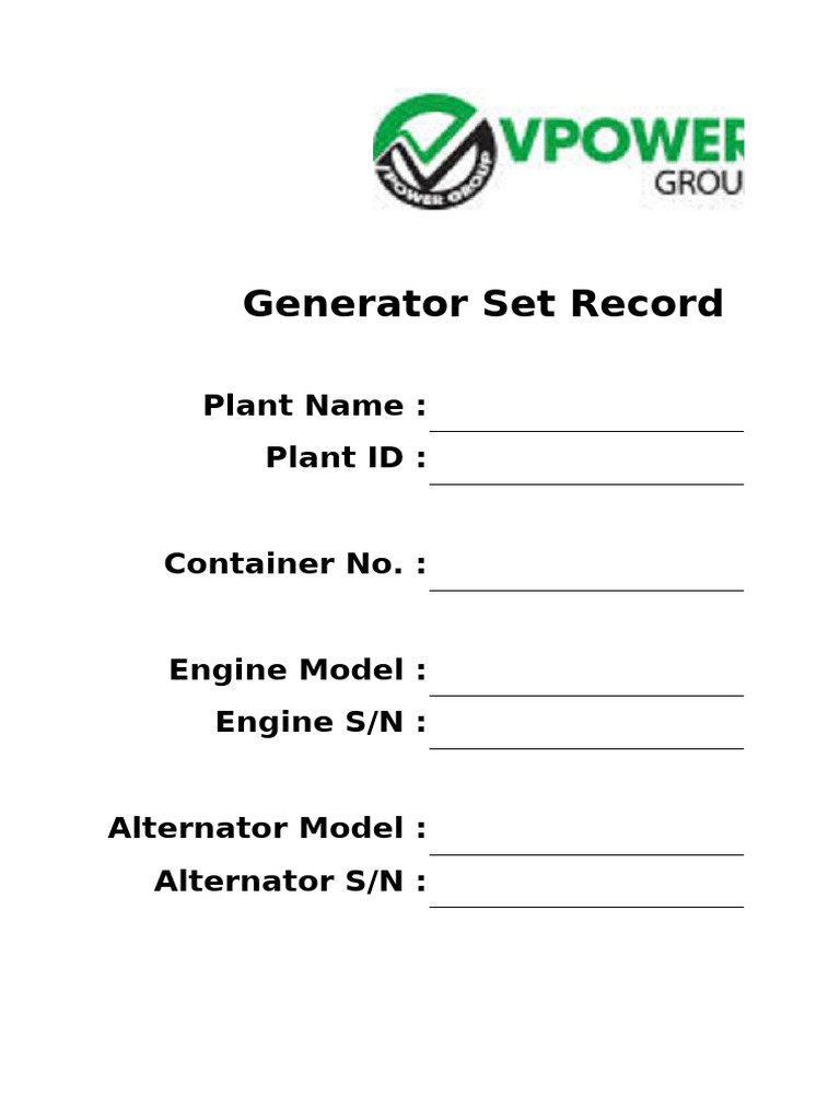 MTU Generator Maintenance Log | PDF | Machines | Mechanical Engineering
