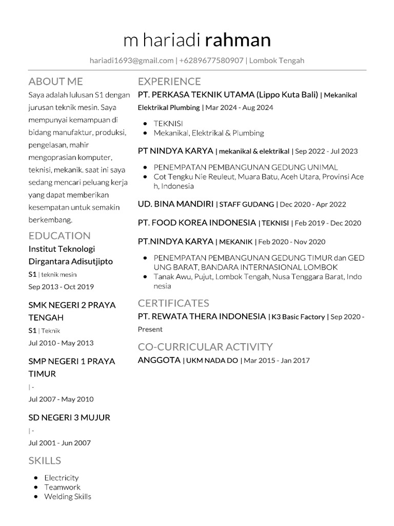 Jobstreetexpress Mhariadirahman Resume 20250108 | PDF