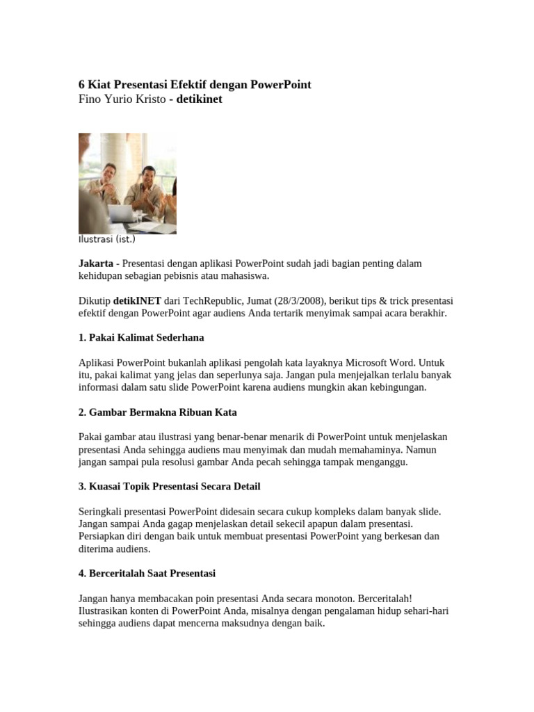 6 Kiat Presentasi Efektif Dengan Power Point | PDF