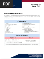 Year 7 Book & Stationery List 2024 | PDF | Pencil | Stationery