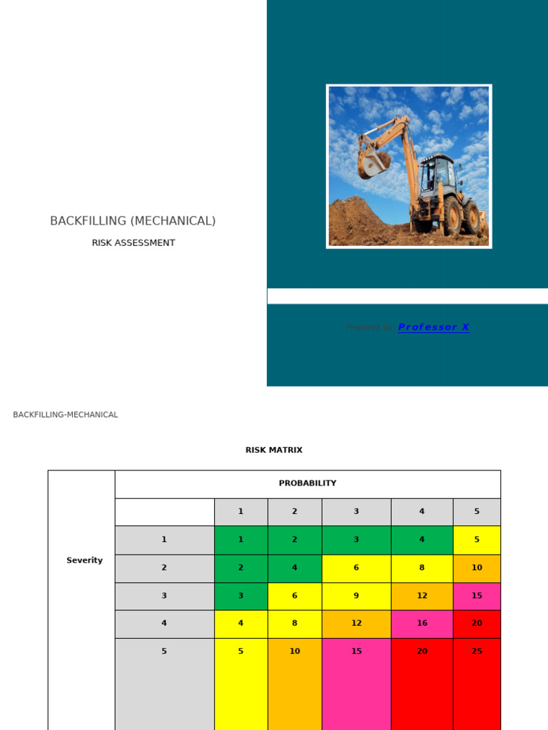 Risk Assessment Backfilling Work | PDF | Personal Protective Equipment ...