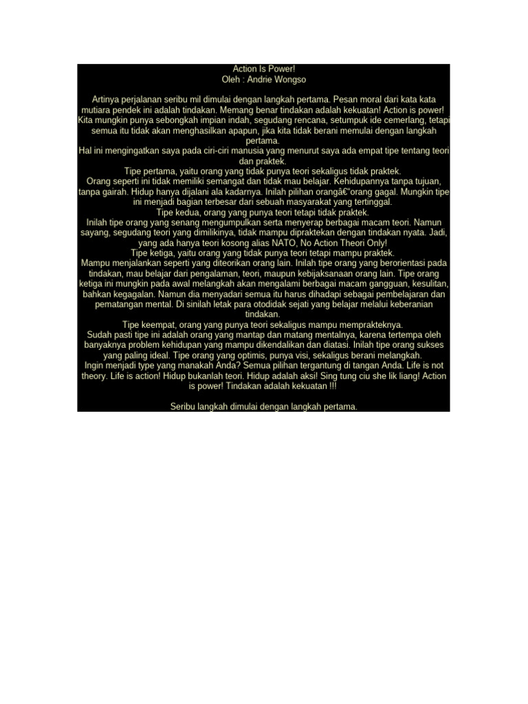 Action Is Power | PDF