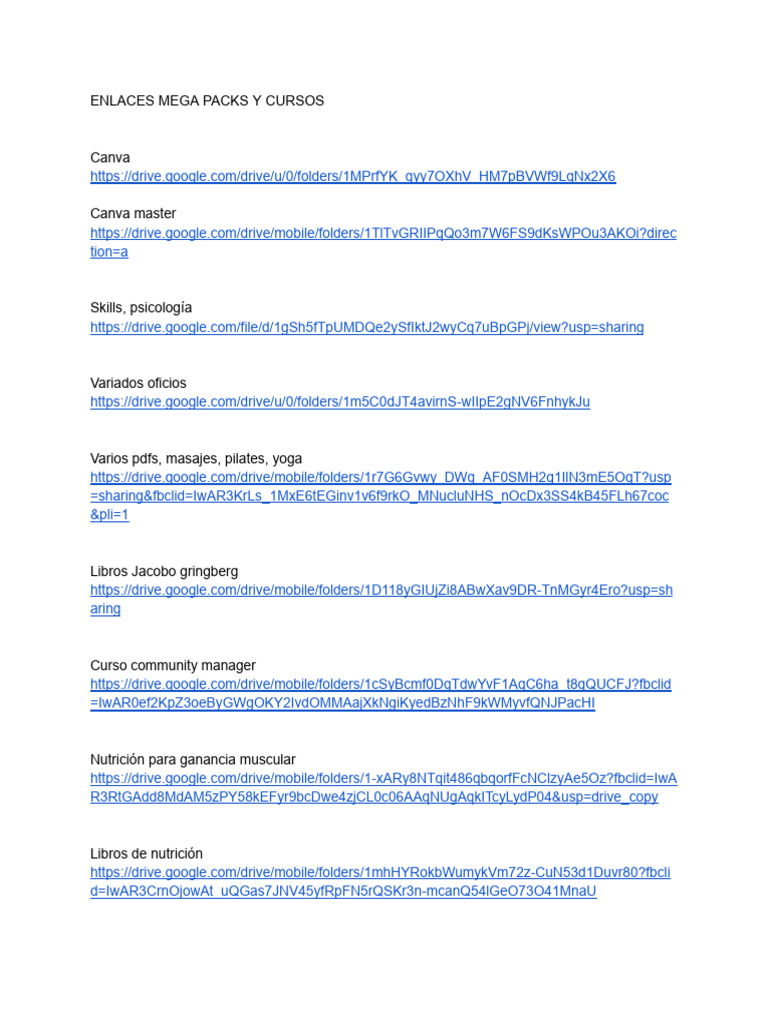 Enlaces Mega Packs y Cursos | PDF