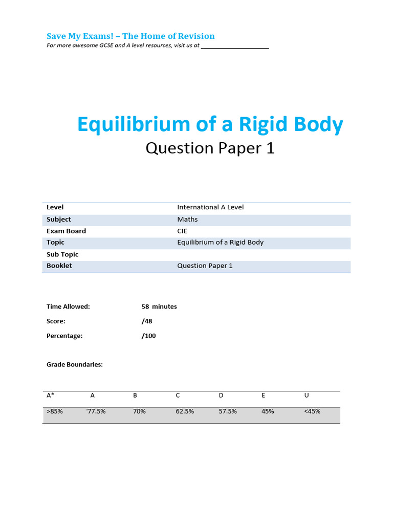 33.1-Equilibrium of A Rigid Body-Qp Cie-Ial-Maths-M2 | PDF | Evaluation ...