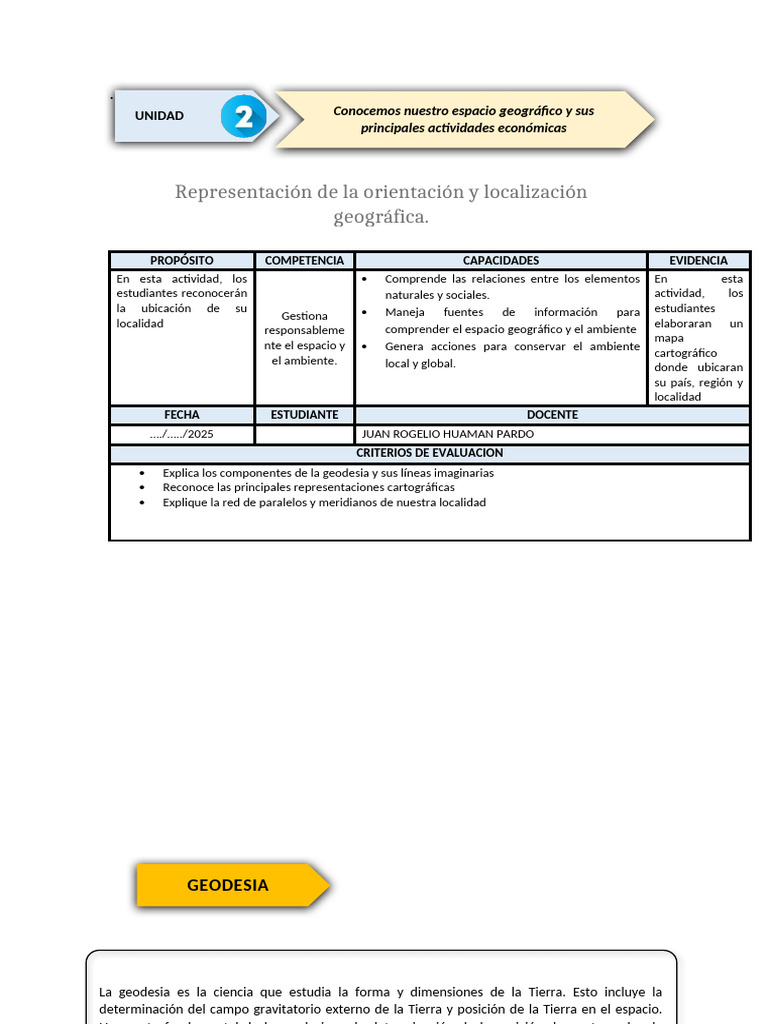 Ficha de Actividad CCSS 1°-S2-2025 | PDF | Tierra | Ecuador