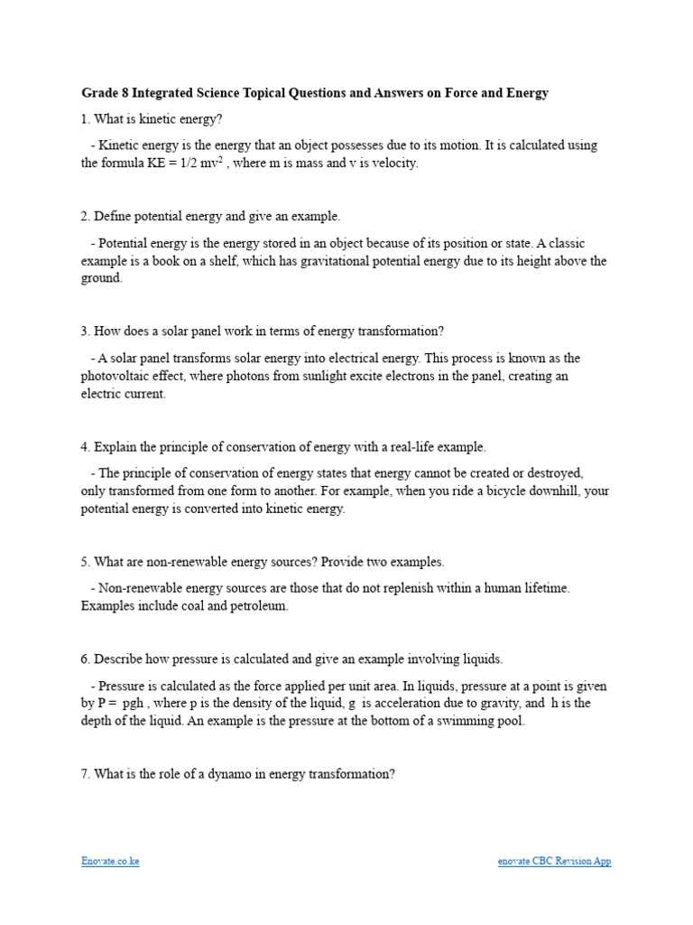 Grade 8 Science: Force and Energy Q&A | PDF | Heat Transfer | Force