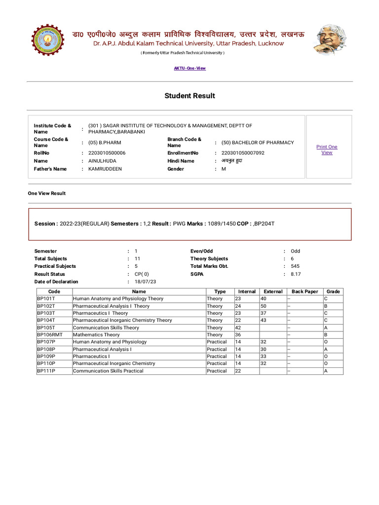 One View by AKTU SDC Team | PDF | Pharmacognosy | Pharmacy