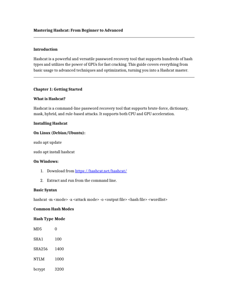 Mastering Hashcat Complete Guide | PDF | Cryptography | Computer Security