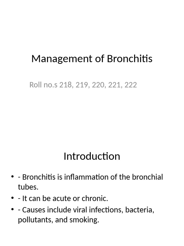 Management of Bronchitis | PDF