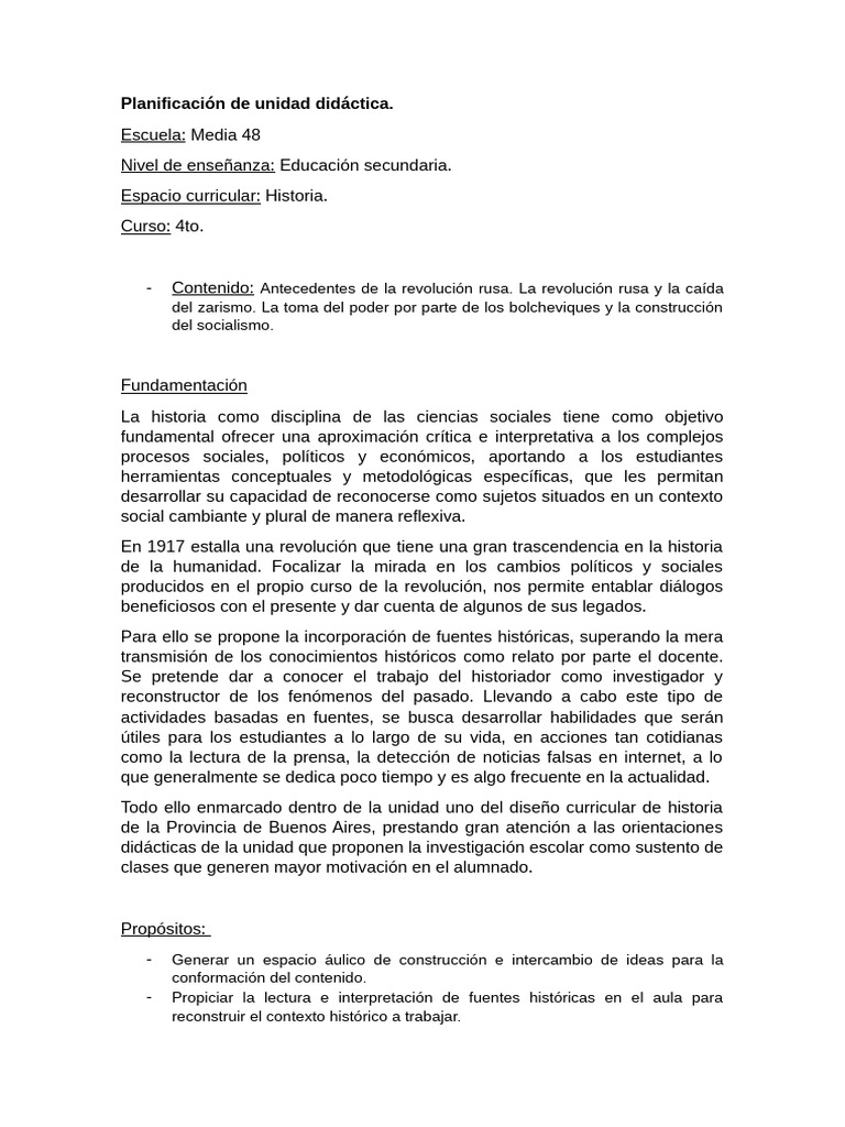 Planificacion Rev Rusa | PDF | Imperio ruso | revolución rusa