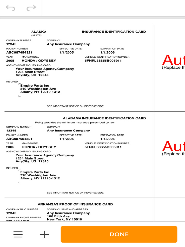 PDFfiller - Insurance Card Template PDF | PDF