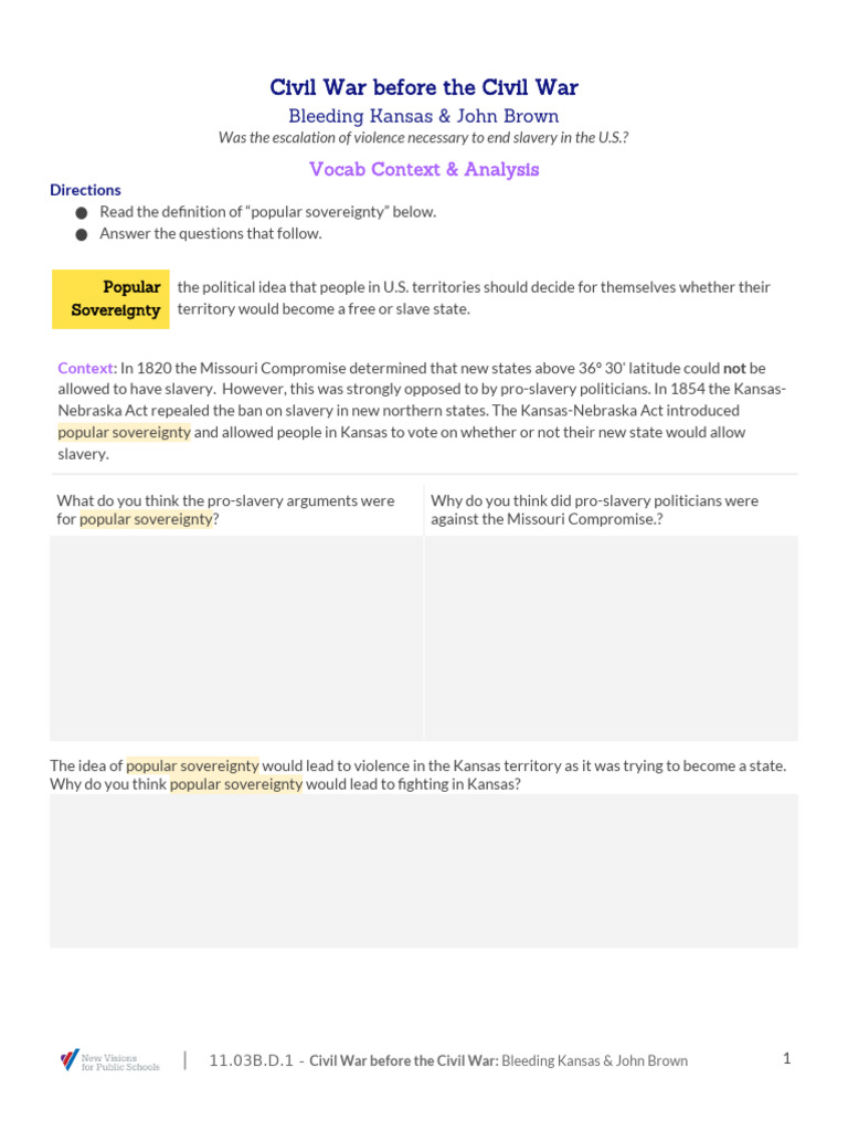 Bleeding Kansas John Brown - 16958023 | PDF | John Brown (Abolitionist ...