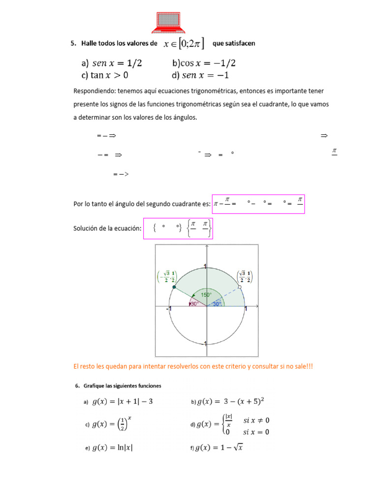 Respuestas Ejercicios TP Funciones | PDF | Funciones trigonométricas | Pi