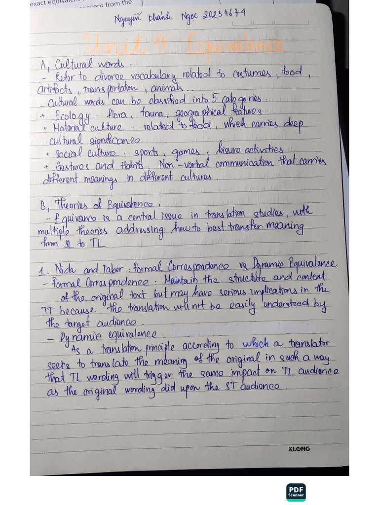 Unit 4 Equivalence - Exercise 1 | PDF