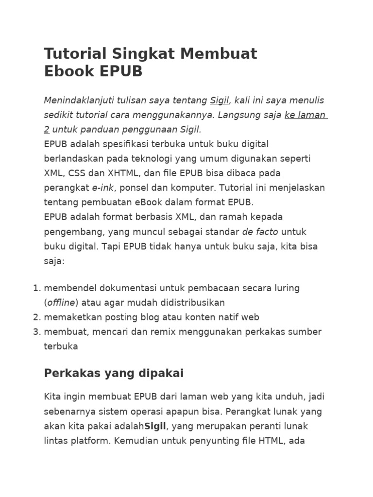 Tutorial Singkat Membuat Ebook | PDF