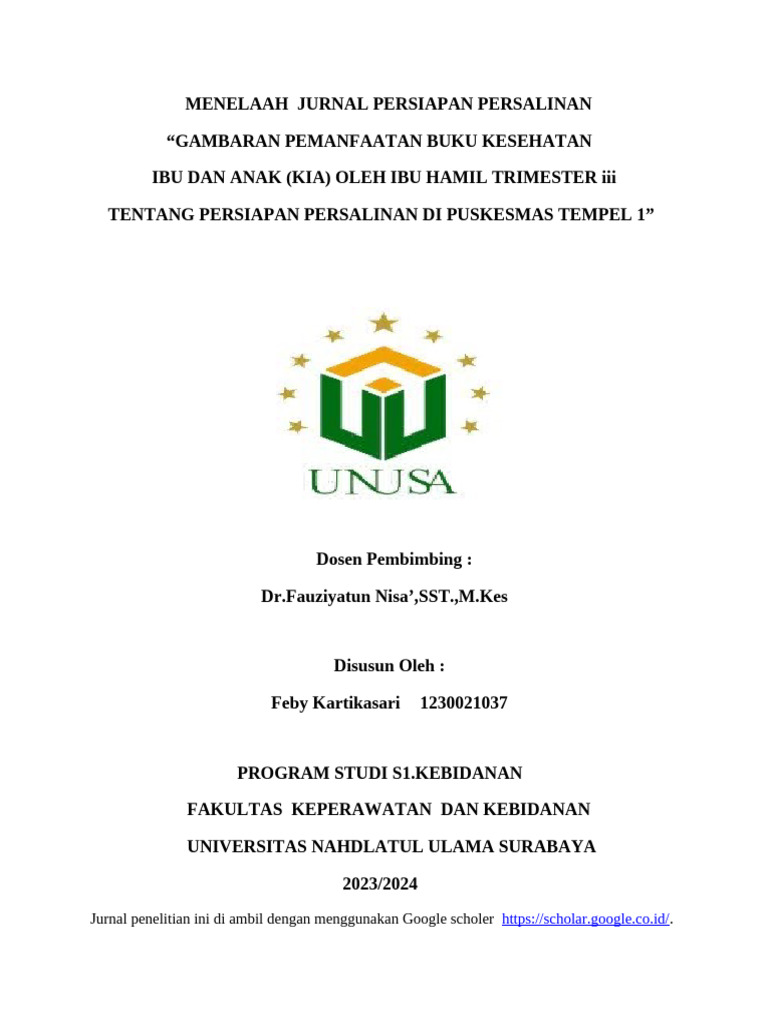 Menelaah Jurnal Persiapan Persalinan | PDF