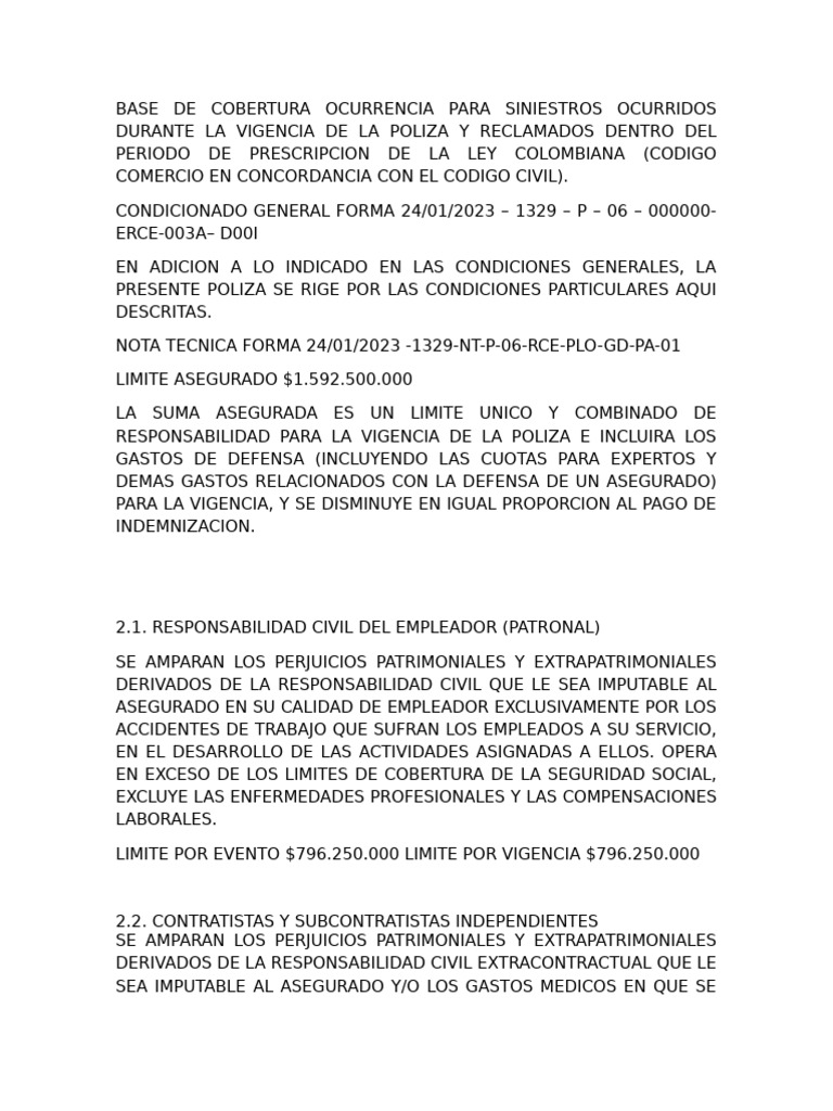 Textos Rce | PDF | Póliza de seguros | Riesgo