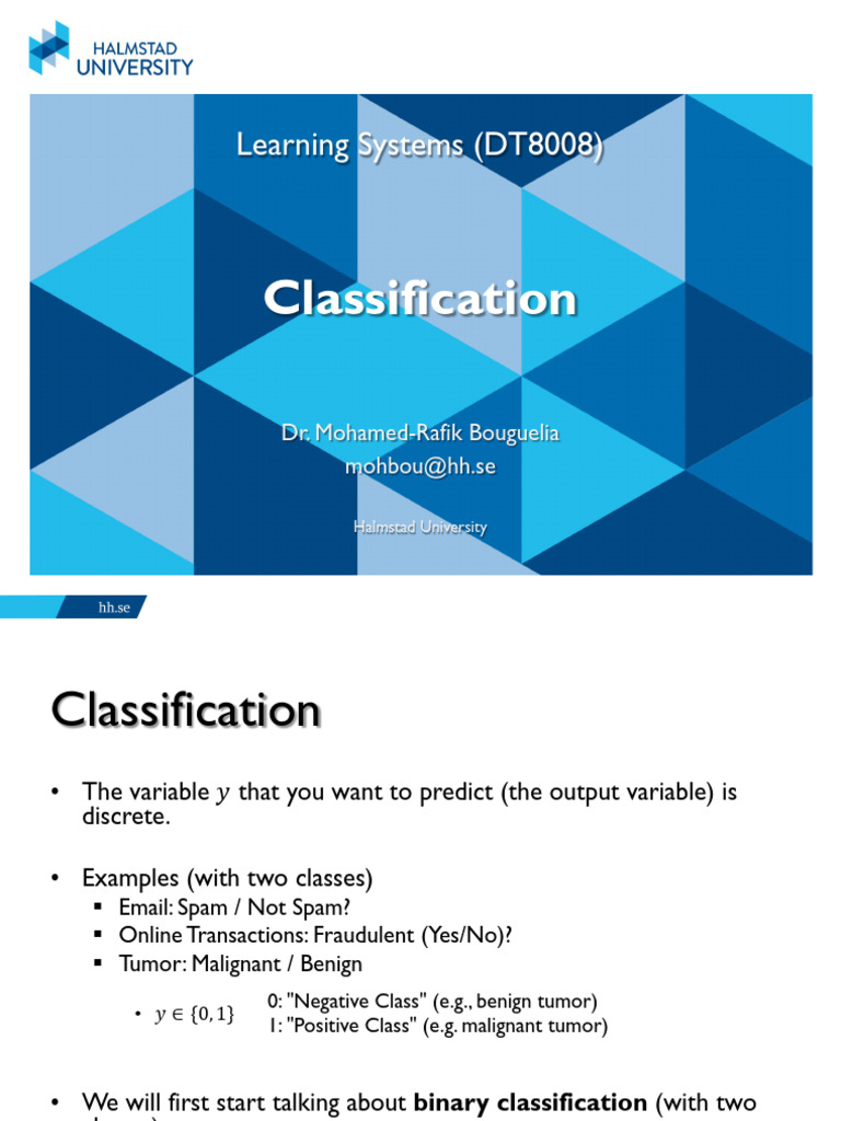 Lecture 3. Classification | PDF | Statistical Classification | Regression Analysis