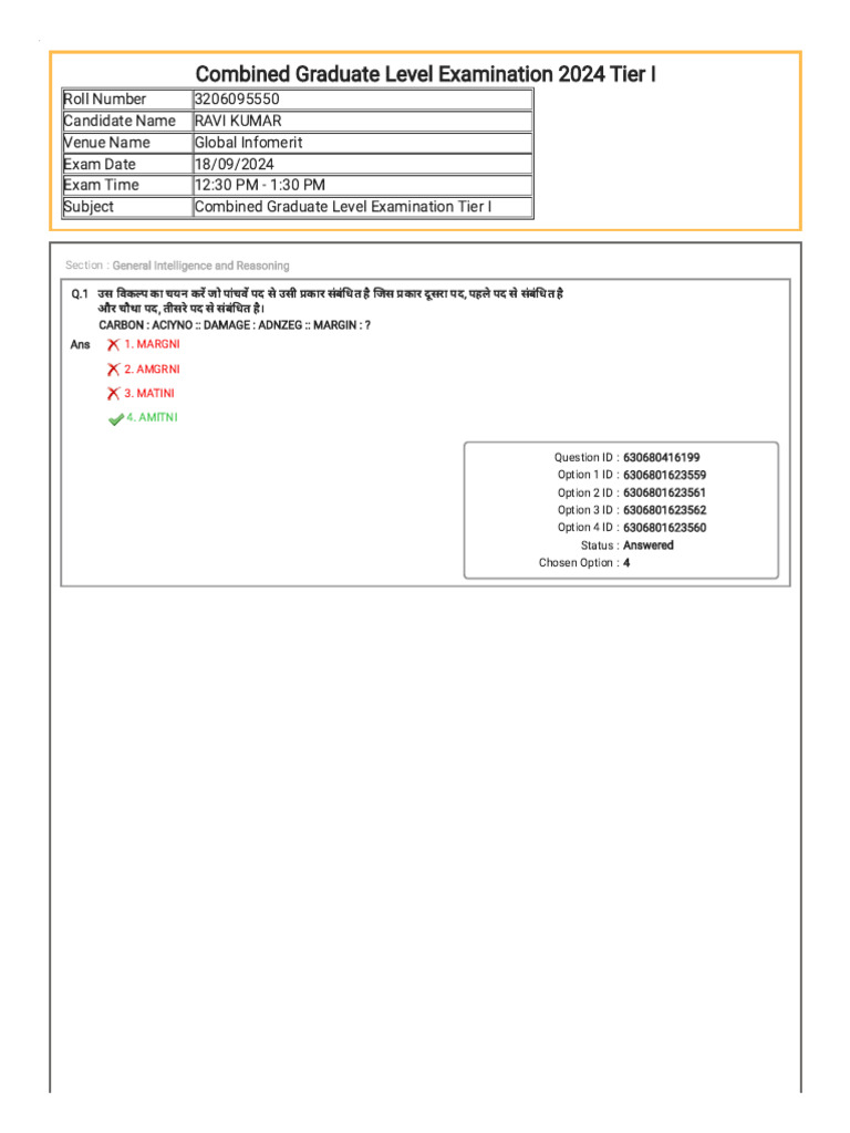 CGL Answer Key | PDF