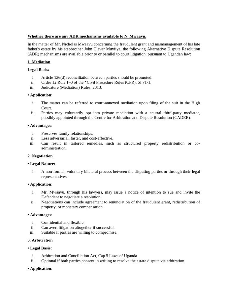 Part (A) II ADR Mechanism - by Charity. | PDF