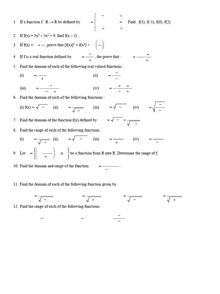 Class 11 Domain and Range Problems | PDF | Function (Mathematics ...