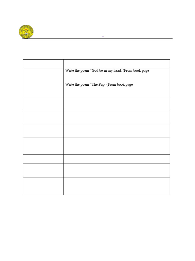 Class 1 Second Term Assignment 2024-25 | PDF