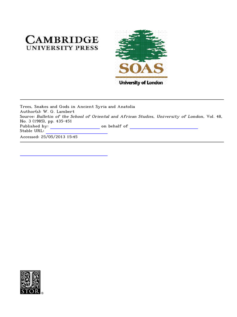 Lambert_1985_Trees_Snakes_Gods | PDF | Assyria
