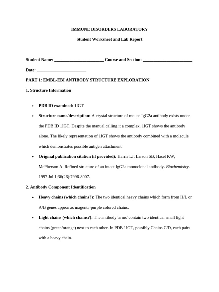 IMMUNE RESPONSE - Lab Report Template | PDF | Antibody | Elisa